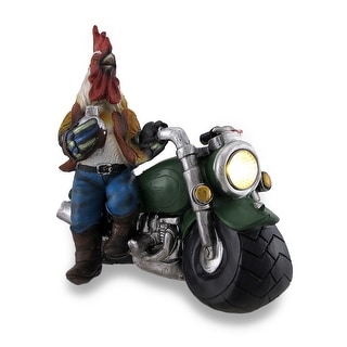 Country Rooster Resting On Motorcycle LED Solar Accent Light ...