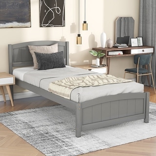 Modern Minimalist Style Design Wood Gray Platform Bed with Headboard ...
