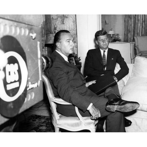 John F Kennedy in an interview with Walter Cronkite Photo Print - Bed ...