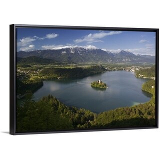 "High angle view of a lake, Lake Bled, Julian Alps, Bled, Gorenjska ...