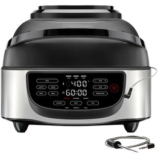 Electric Indoor Air Fryer + Grill, 5-in-1, Removable Integrated Probe ...
