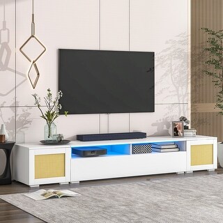 Unique Rattan Style TV Stand with Color Changing LED Lights, Great ...