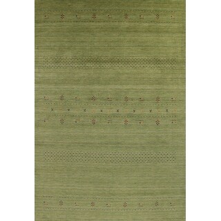 Tribal Green Gabbeh Oriental Area Rug Handmade Green Wool Carpet - 6'9 ...
