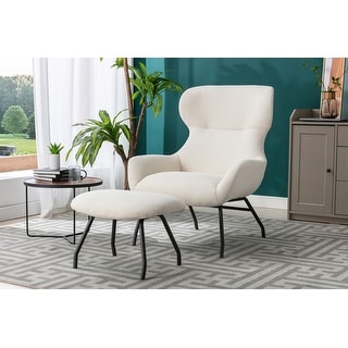 Porthos Home Autry Fabric Wingback Accent Chair and Ottoman Set with ...