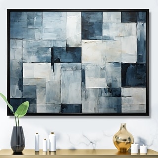 Designart "Cubism Grey Monochromatic Abstraction " Cubism Framed Wall ...