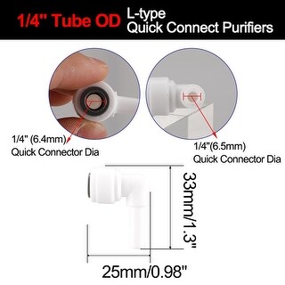 1/4" Tube OD L-type Quick Connect Water Filter Hose Connector 10pcs ...