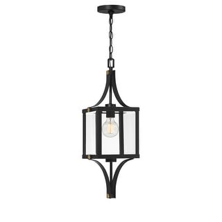 Raeburn 1-Light Outdoor Hanging Lantern in Matte Black and Weathered ...