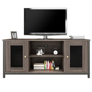 Industrial TV Stand with Storage Cabinets and Cable Management System ...
