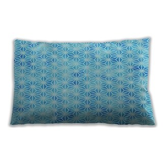 Ahgly Company Patterned Indoor-Outdoor Bright Turquoise Blue Lumbar ...