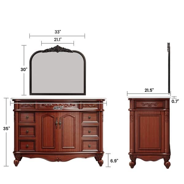 48-Inch British Vintage Solid Wood Bathroom Vanity with Sink - Elegant ...