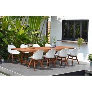 Amazonia Hawaii White 9-Piece Extendable Rectangular Patio Dining Set ...