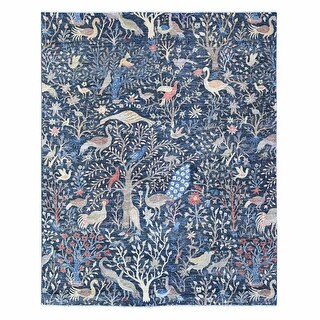 Millennium Blue, Pure Wool, Afghan Peshawar with Birds of Paradise ...