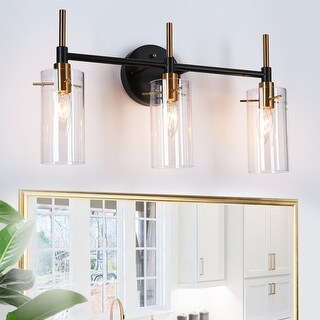 Alva Black Gold 3-Light Modern Vanity Lights Bathroom Light Fixture ...