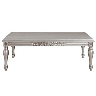 Wood Rectangular Coffee Table with Turn Legs in Platinum - Bed Bath ...