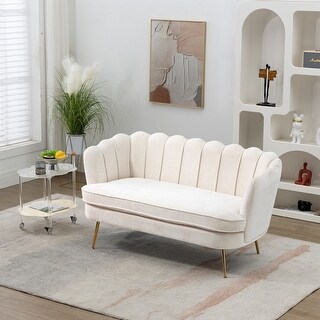 Channel Tufted Backrest Loveseat Adjustable Glides Legs Sofa Boucle ...