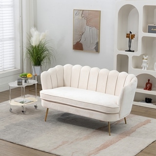 Small Mini Room Couch Two-Seater Sofa with Gold Metal Legs for Small ...
