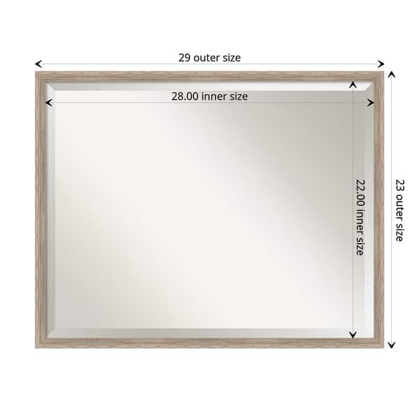 Beveled Wood Bathroom Wall Mirror - Hardwood Wedge Whitewash Frame ...