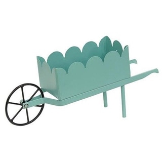 Turquoise Scalloped Metal Wheelbarrow - H - 5.50 in. W - 3.00 in. L ...