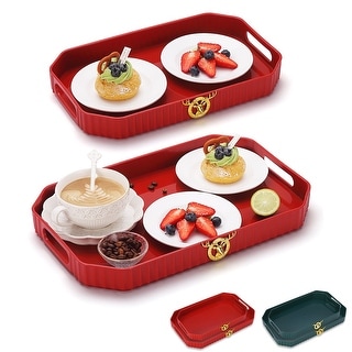 Serving Tray with Handles Set of 2 Plastic Stackable Food Trays - Bed ...