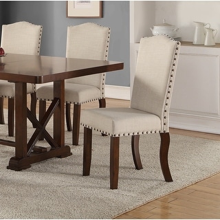 Classic Cream Upholstered Cushion Chairs Set of 2 Dining Chair ...
