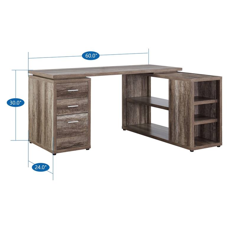 Ariel Executive L-Shaped Desk with Drawers, Large Modern Computer Desk ...