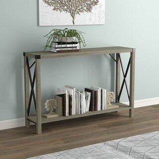 46"L 1-Shelf Metal Sides Console Table in Dark Taupe - 54 x 84 - Bed ...