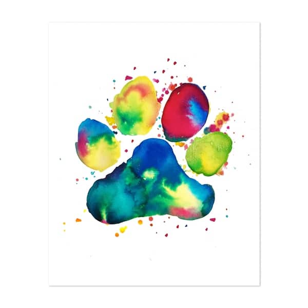 Dog Paw Rainbow Splash Painting Animals Watercolor Art Print/Poster ...
