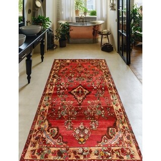 Fine Vintage Distressed Hadley Red/Beige Runner - 4'0" x 9'9" - Bed ...