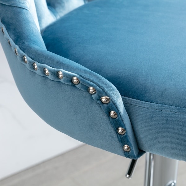 Square Seat Swivel Bar Stools Sets Velvet Barstools Light Blue Chair ...