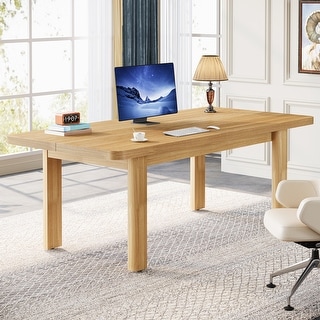 63" Large Office Computer Desk, Executive Desk with Solid Wood Legs ...