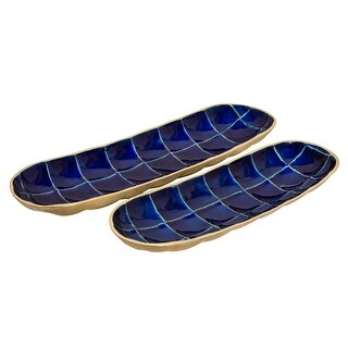 Set of 2 Decorative Tortoise Shell Metal Plates, Blue 2.25"H - 24.0" x ...