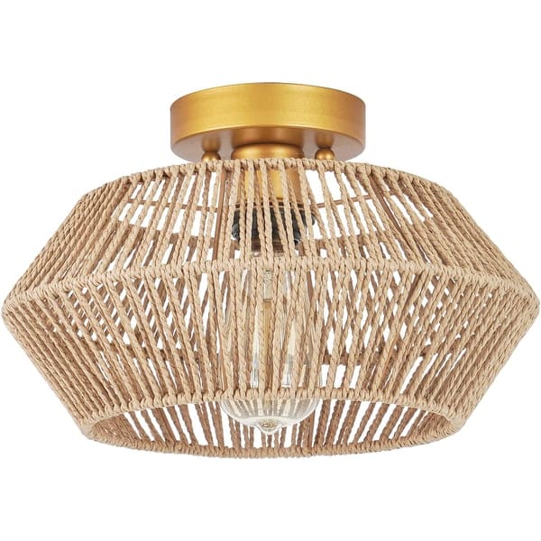 Woven rattan ceiling light fixture industrial mini cage ceiling lamp ...