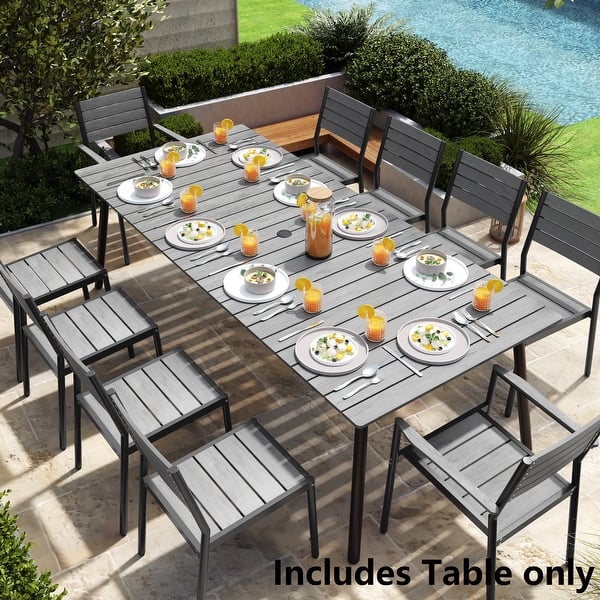 Pellebant Outdoor Patio Aluminum Dining Table with Umbrella Hole - Bed ...