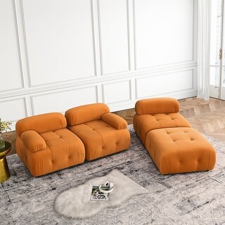 Light Orange Modular Velvet Sectional Sofa with DIY Combination L ...