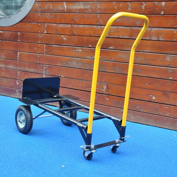 Hand Truck Dual Purpose 2 Wheel Dolly Cart and 4 Wheel Push Cart with ...