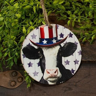 Uncle Sam Hat Cow Round Ornament - 5'' in diameter by .05'' deep - Bed ...