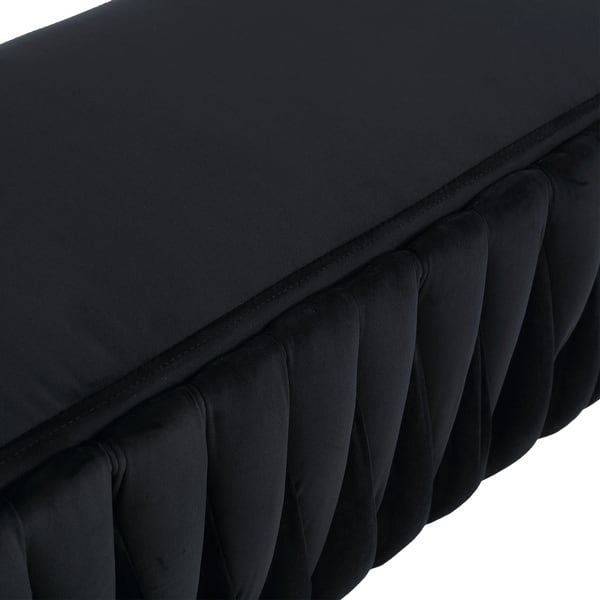 Black Velvet Storage Ottoman Bench Entryway Bench Shoe Settees - Bed ...