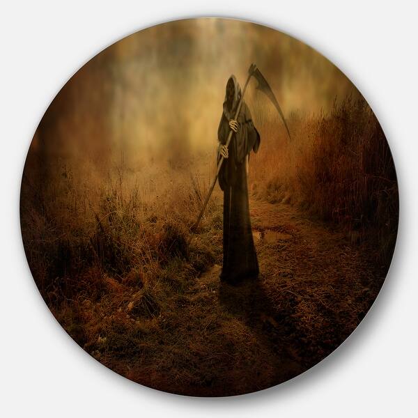 Designart 'Unexpected Death' Abstract Digital Art Large Disc Metal Wall ...