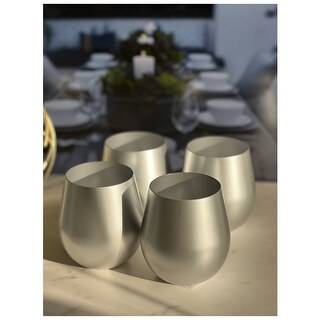 Metallic Silver Color Plastic Wine Glasses Set of 4 (18oz), BPA Free ...