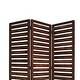 3 Panel Foldable Wooden Screen with Louver Pattern, Dark Brown - Bed ...