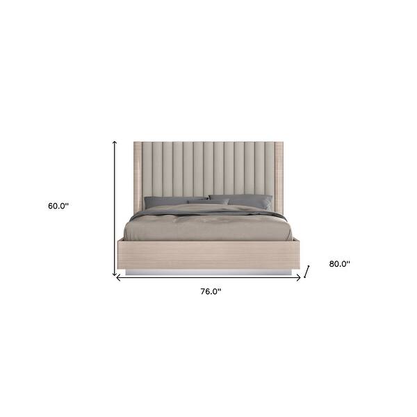 HomeRoots King Size High Gloss Beige Upholstered Channeled Headboard ...