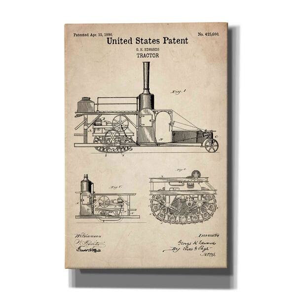 Epic Graffiti 'Tractor Blueprint Patent Parchment' Canvas Wall Art ...