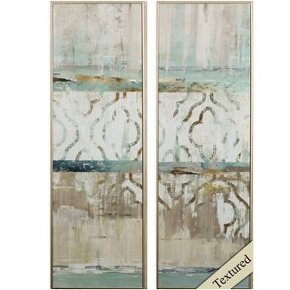 Set of Two Distressed Aqua Moroccan Wall Art - Bed Bath & Beyond - 35437992
