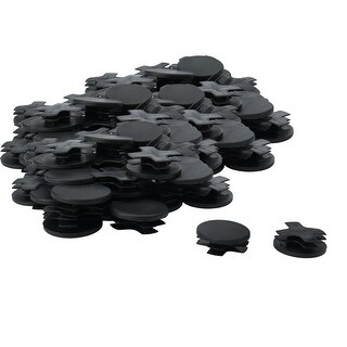 150pcs 38mm OD Plastic Round Tube Insert Ribbed Pipe Cover Caps Black ...