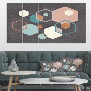 Designart "Geometric hexagons Pattern IV" Transitional Canvas Artwork ...