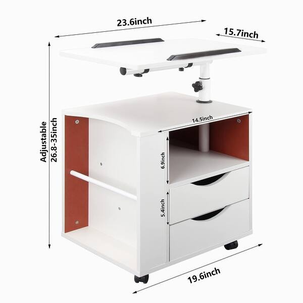 Bedside Table Workstation, Adjustable Swivel Tilt Wooden Nightstand ...