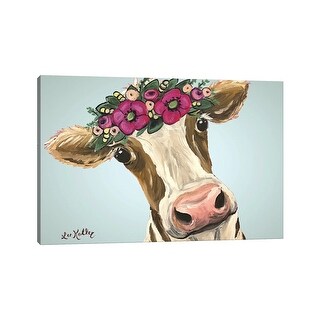 iCanvas "Cow Miss Moo Moo Pink Flowers" by Hippie Hound Studios Canvas ...