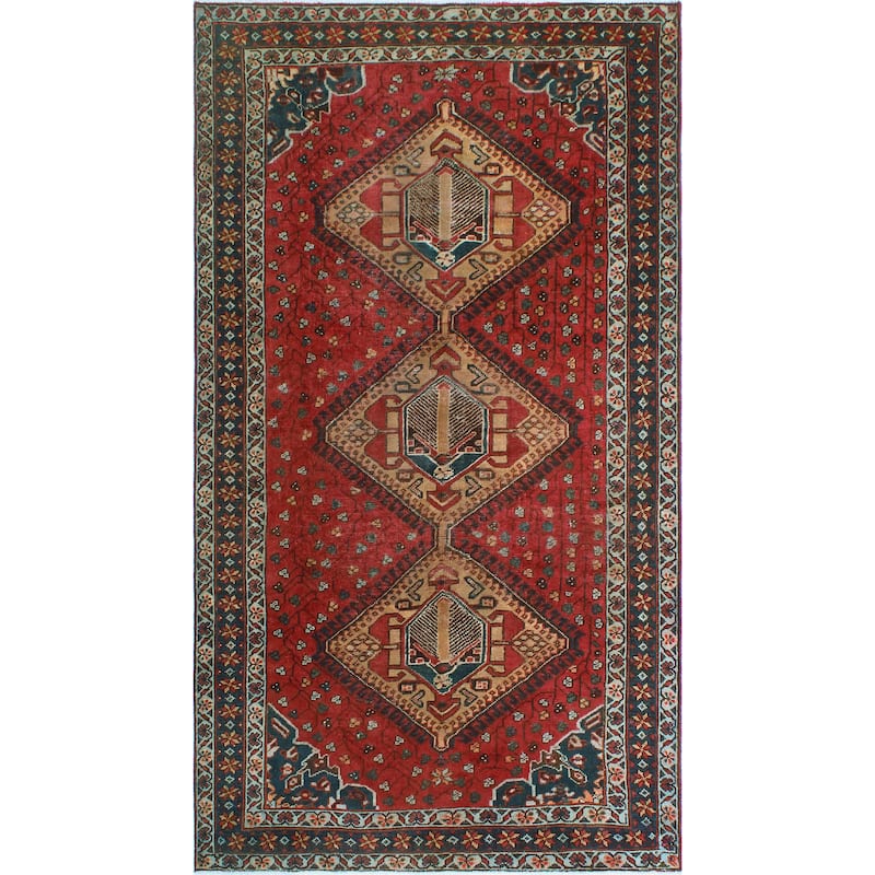 Fine Vintage Heriz Behrad Rust/Beige Runner - 5'2" x 9'9" - Overstock ...
