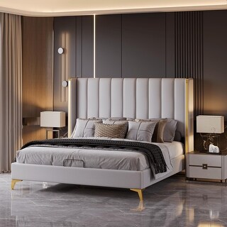 Channel Tufted Upholstered Platform Bed, Thickening Pinewooden Slats ...