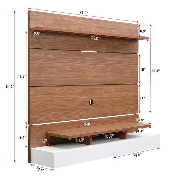 Wall Mounted Floating 85'' relief TV Stand with Large Storage Space ...